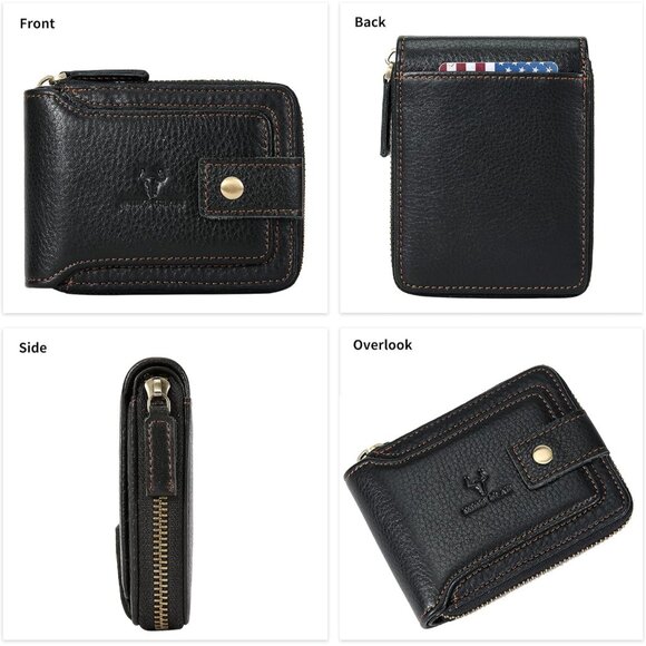 Bags | Men Rfid Blocking Leather Bifold Wallets For Men Flap Id Window ...